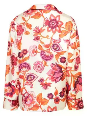 La DoubleJ Floral-print Silk Pajama Shirt