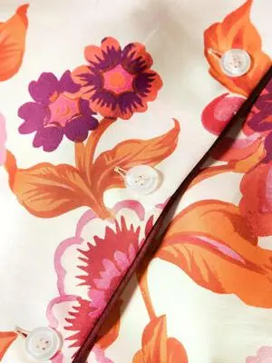 La DoubleJ Floral-print Silk Pajama Shirt