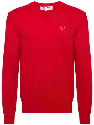 Play Comme Des Garcon Heart-patch Wool Jumper