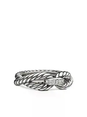 David Yurman Sterling Cable Loop Diamond Band Ring - Silver