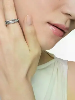David Yurman Sterling Cable Loop Diamond Band Ring
