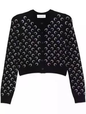 MARINE SERRE Crescent Moon Rhinestoned Cardigan