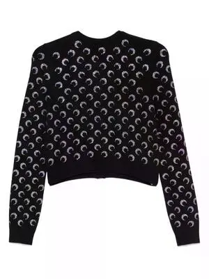 MARINE SERRE Crescent Moon Rhinestoned Cardigan