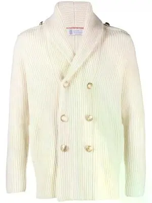 Brunello Cucinelli Intarsia-knit Wool-blend Cardigan - Neutrals
