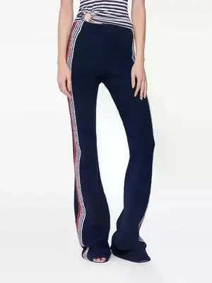 Rabanne Knitted Flared Trousers With Contrasting Stripe Detail