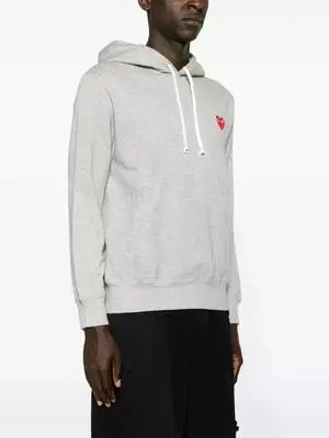 Play Comme Des Garcon Heart Motif Cotton Hoodie - Grey