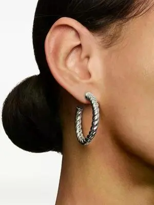 David Yurman Sterling Sculpted Cable Hoop Earrings