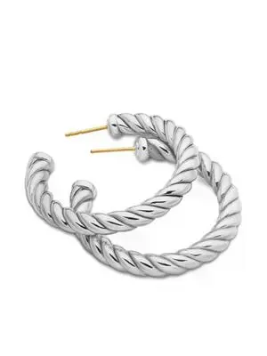David Yurman Sterling Sculpted Cable Hoop Earrings
