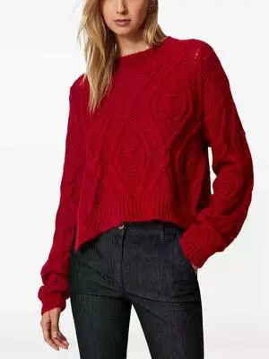 TWINSET Intarsia-knit Logo Drop-shoulder Sweater