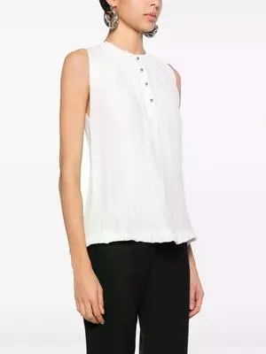 LANVIN Sleeveless Plissé Top - White
