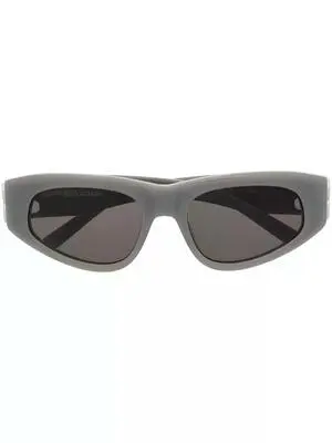 Balenciaga Logo-Plaque Biker Sunglasses Grey