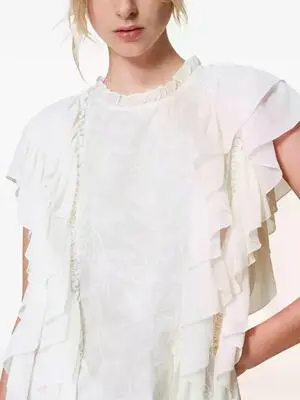 TWINSET Embroidered Ruffled Blouse