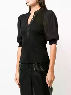 Veronica Beard Coralee Button-up Top - Black