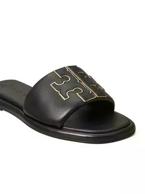 Tory Burch Double T Sport Slides - Black