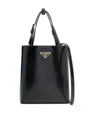 Prada Triangle Logo-plaque Bucket Bag - Black