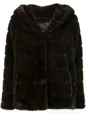 Apparis Hooded Faux-fur Coat - Brown