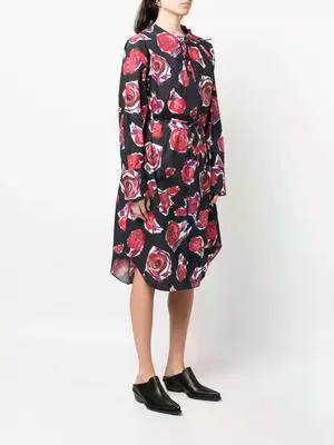 Marni Rose-print Tie-waist Dress