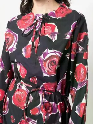 Marni Rose-print Tie-waist Dress