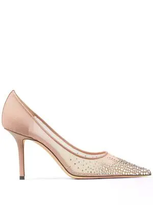 JIMMY CHOO Love 85mm Crystal-embellished Mesh Pumps