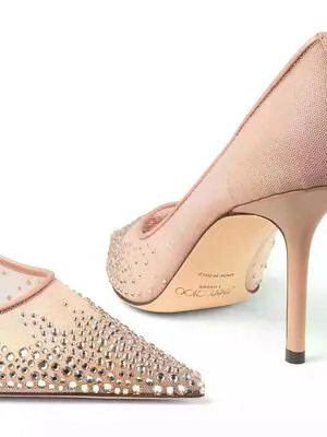 JIMMY CHOO Love 85mm Crystal-embellished Mesh Pumps