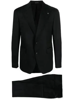 Tagliatore Brooch-detail Single-breasted Suit - Black