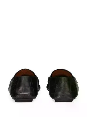 Dolce & Gabbana Dg Logo Embossed Crocodile Leather Loafers