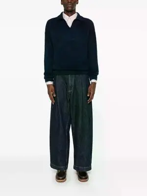 FAMILY FIRST Knitted Mohair-blend Polo Sweater