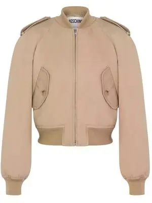 Moschino Raglan-sleeve Cropped Bomber Jacket - Neutrals