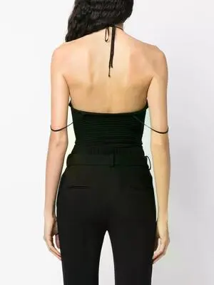 ANDREĀDAMO Ribbed-knit Cut-out Bodysuit