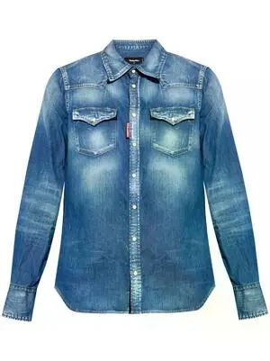 Dsquared2 Western Ripped-detail Denim Shirt