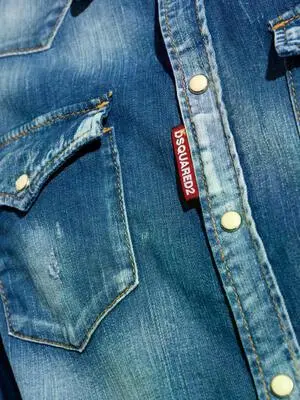 Dsquared2 Western Ripped-detail Denim Shirt