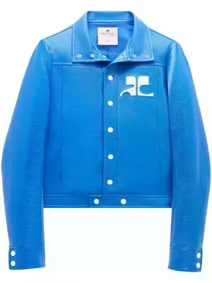 COURREGES Logo-patch Shirt Jacket - Blue