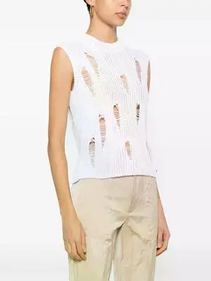 Gauchère Distressed Cotton Vest - White