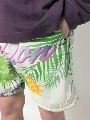 JUST DON Graphic Print Cotton Shorts