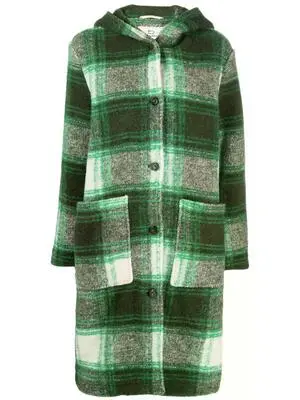 Woolrich Checked Hooded Wool-blend Coat