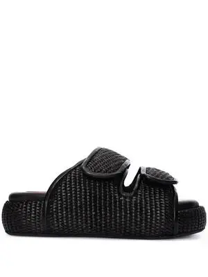 SIMONMILLER Raffia Platform Slides - Black
