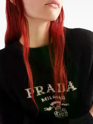 Prada Logo Crew-neck Sweater - Black
