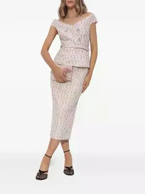 SELF-PORTRAIT Bouclé Midi Dress