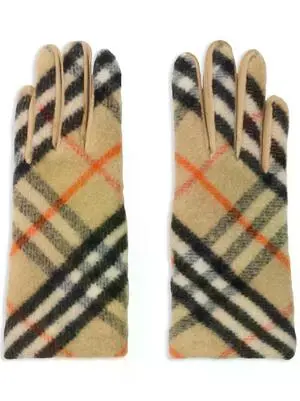 Burberry Check-pattern Wool Gloves - Neutrals