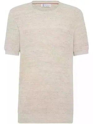 Brunello Cucinelli Knitted T-shirt - Neutrals