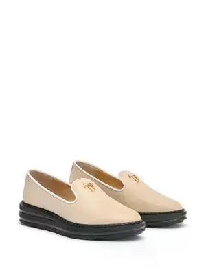 GIUSEPPE ZANOTTI Logo-lettering Loafers - Neutrals