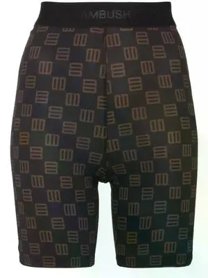 AMBUSH Monogram-print High-waist Cycling Shorts - Black