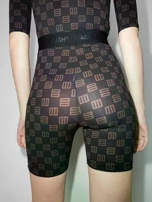 AMBUSH Monogram-print High-waist Cycling Shorts - Black