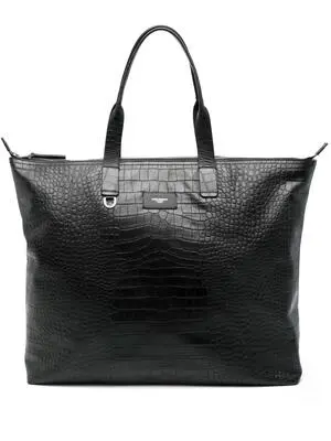 Dolce & Gabbana Large Crocodile-embossed Leather Tote - Black