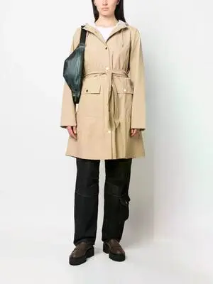 Rains Belted Hooded Raincoat - Neutrals