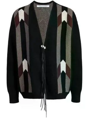 CHILDREN OF THE DISCORDANCE Patterned Intarsia-knit Wool Cardigan - Black