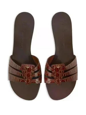 GIUSEPPE ZANOTTI Adheline Embossed Crocodile Effect Slides