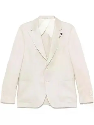 LARDINI Brooch-detail Blazer - Neutrals