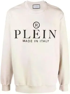 Philipp Plein Logo-print Crew-neck Sweatshirt - Neutrals