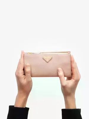 Prada Logo Plaque Wallet - Pink